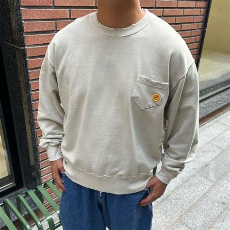 무료배송 후염 피그먼트 단추스냅 맨투맨 남자맨투맨 오 세컨웨어