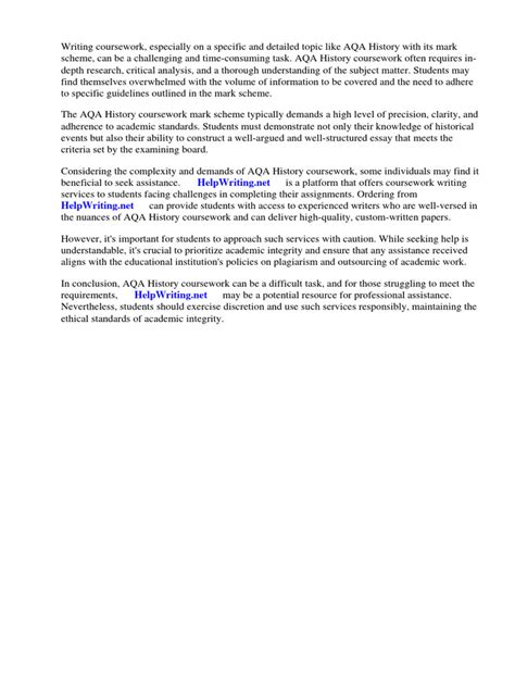 Aqa History Coursework Mark Scheme Pdf Facebook Linked In