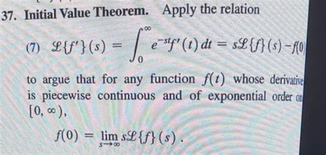 Solved 37 Initial Value Theorem Apply The Relation 7