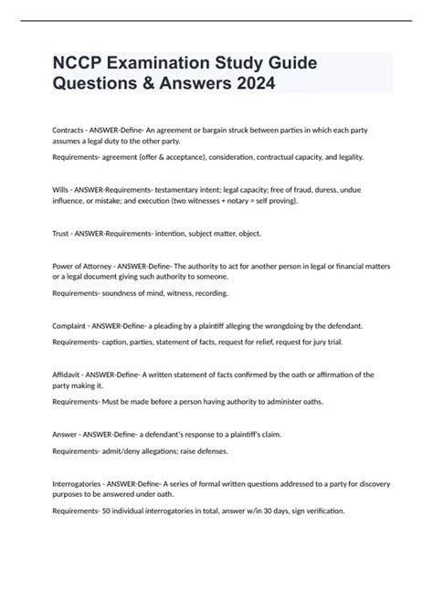 Nccp Examination Study Guide Questions And Answers 2024 Nccp Stuvia Us