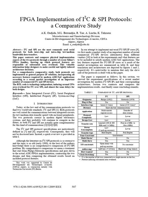 Fpga Implementation Of I2c And Spi Protocols A Comparative Study Pdf