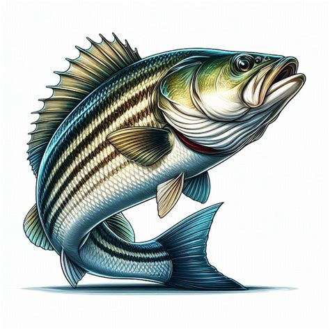 줄무 바스 물고기 터 만화 일러스트레이션 프리미엄 Ai 생성 벡터