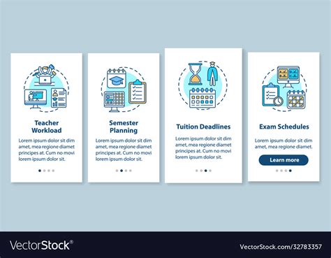 Distance Learning Elements Onboarding Mobile App Vector Image