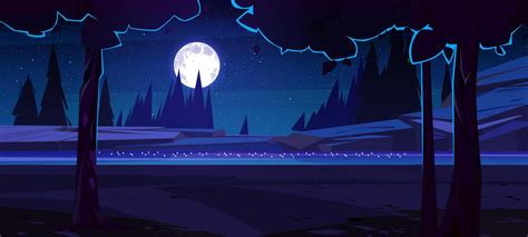Cartoon Forest Night Vector Art Icons And Graphics For Free Download