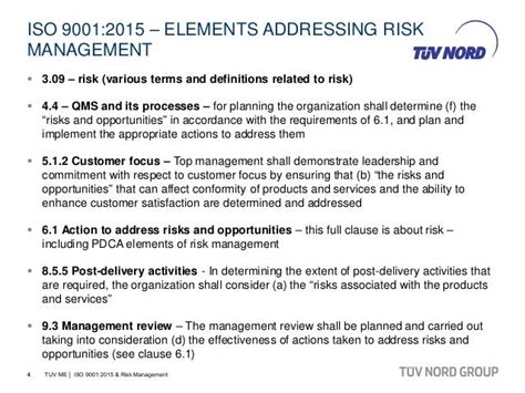 20150403 Tuv Me Iso 9001 2015 And Risk Management Linkdin