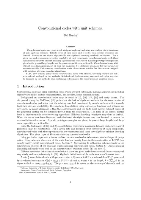Pdf Convolutional Codes With Unit Schemes