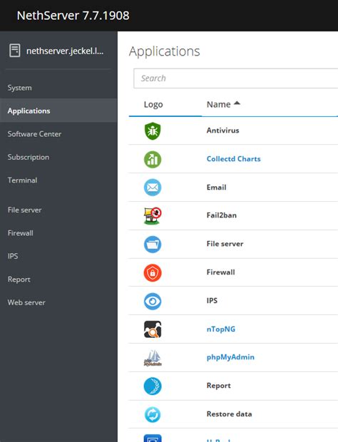 custom application in dashboard in cockpit development nethserver