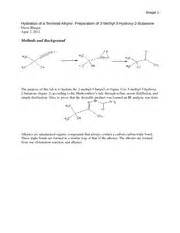 CHEM 233 Hydration Of A Terminal Alkyne Lab Report With Answers