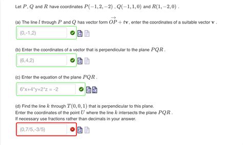 solved let p q ﻿and r ﻿have coordinates p 1 2 2 q 1 1 0