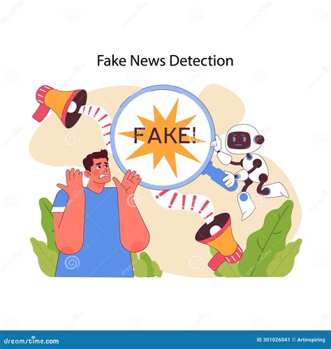 Fake News Detection Concept Flat Vector Illustration Stock Vector