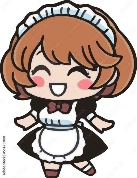Chibi French Maid Anime Kawaii Cute Vector Stock Vector Adobe Stock