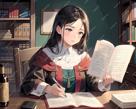 Premium Ai Image A Girl Translating An Ancient Manuscript Ai Generated