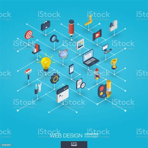 웹 개발 통합 3d 아이콘 디지털 네트워크 아이소메트릭 개념 작용 아이콘에 대한 스톡 벡터 아트 및 기타 이미지 아이콘 3차원 형태 등측투영법 Istock