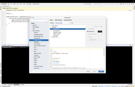 Is It Possible To Make Only The Console Background Dark In Android Studio Stack Overflow