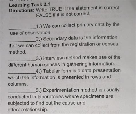 solved learning task 2 1 directions write true if the statement is