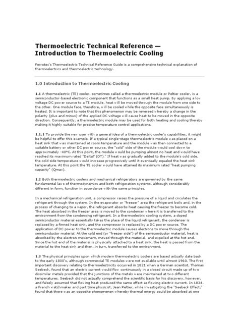 Thermoelectric Technical Reference Pdf Heat Power Supply