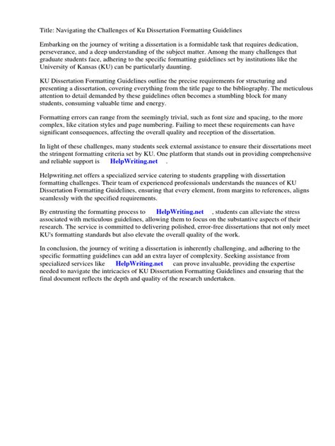 Ku Dissertation Formatting Guidelines Pdf Thesis Apa Style