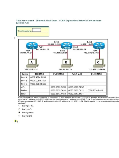 Take Assessment Enetwork Final Exam Ccna Exploration Network Fundamentals Version 4 0