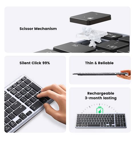 Ugreen Wireless Keyboard Bluetooth G Keyboard Keys Rechargeable Silent Click