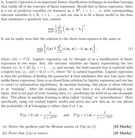 1 Logistic Regression Is An Important Binary