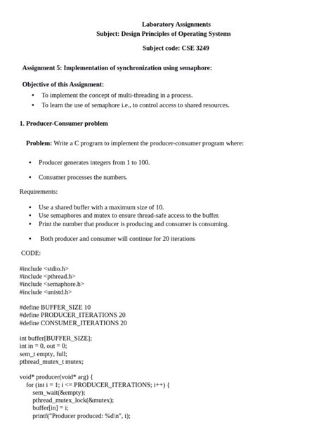 Lab Assignment 5doscse3249 1 Pdf Computer Science Operating