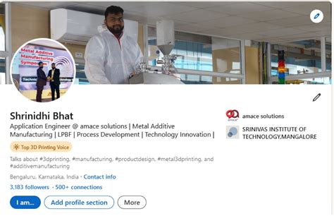 Shrinidhi Bhat On Linkedin 3dprinting Additivemanufacturing Community Amace Acemicromatic