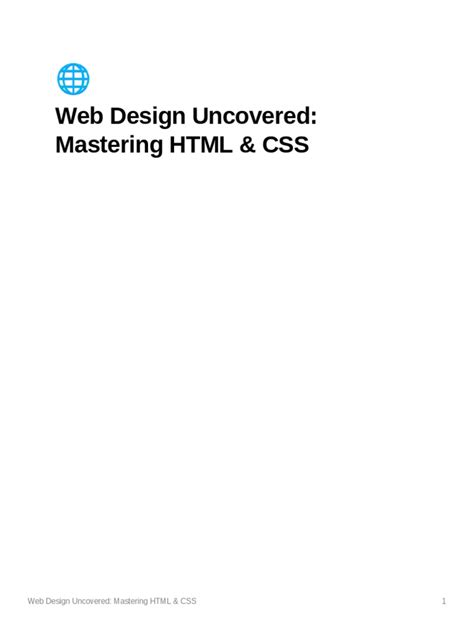 Web Design Uncovered Mastering Html Css V10 Pdf