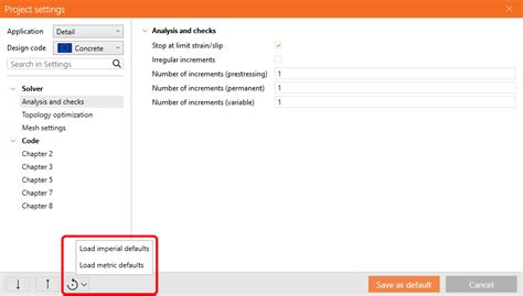 project settings idea statica