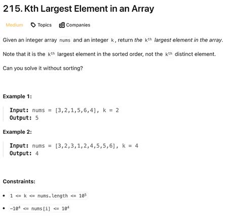 Leetcode 215 Kth Largest Element In An Array — 개발하는 장씨