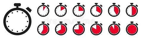 Timer Clock Stopwatch Set Icons With Different Time Countdown Timer