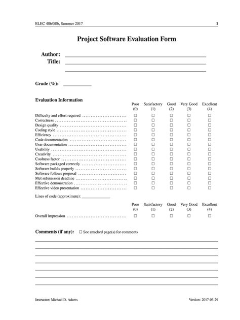 Canada University Of Victoria Project Software Evaluation Form Fill Online Printable