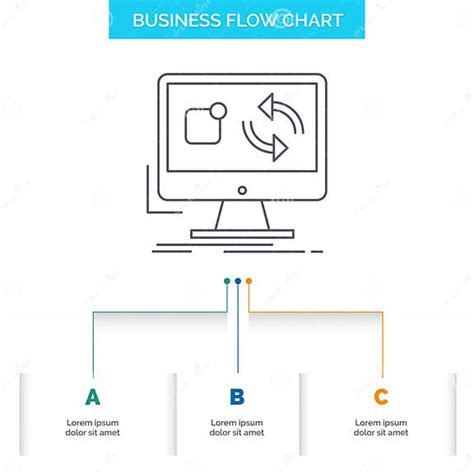 Update App Application Install Sync Business Flow Chart Design With 3 Steps Line Icon For