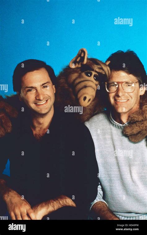 Alf From Left Producer Paul Fusco Alf Producer Tom Patchett 1986 1990 © Alien Productions