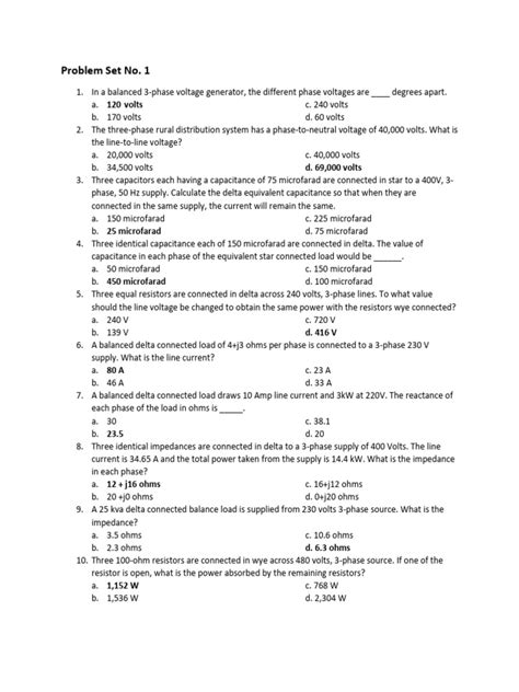 problem set no 1 pdf electrical impedance capacitor
