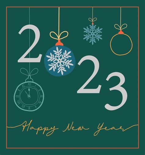 2023년 새해 복 많이 받으세요 가로 로고의 개념 프리미엄 벡터