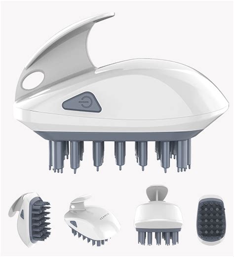 Electric Scalp Massager Comb And Hair Shampoo Brush 3 Vibration Modes Silicone Bristles White