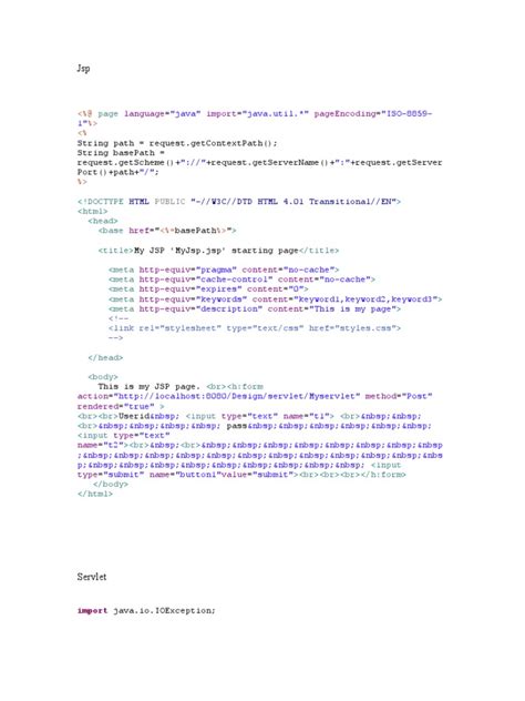 Jsp Lab Project Pdf Java Servlet World Wide Web Consortium Standards