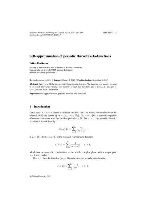 Pdf Self Approximation Of Periodic Hurwitz Zeta Functions