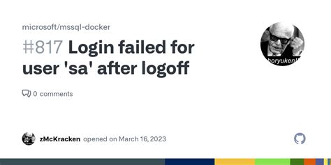 Login Failed For User Sa After Logoff · Issue 817 · Microsoftmssql