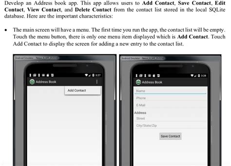 solved develop an address book app this app allows users to