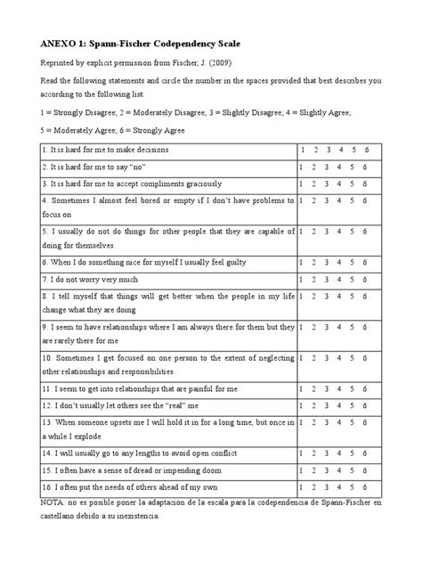 Anexo 1 Spann Fischer Codependency Scale Leisure