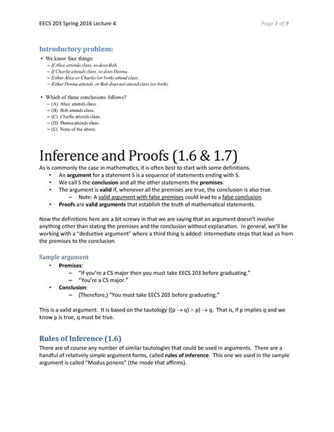 Rules Of Inference And Proof Introductory Problem Inference And
