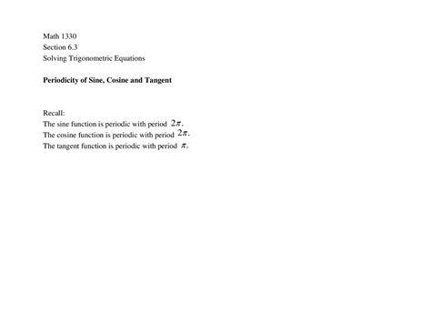 Example Questions On Trigonometry Equations Precalculus Math 1330 Docsity