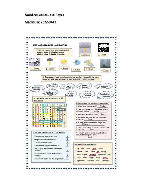 Weather Exercises Pdf