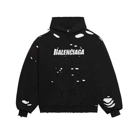발렌시아가 디스트로이드 후드 블랙 화이트 Balenciaga Kream
