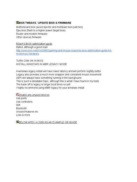 1 Bios Tweaks Download Free Pdf Bios Booting
