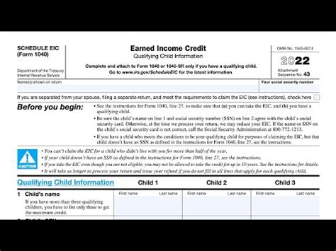 Schedule EIC Instructions Claiming The Earned Income Credit