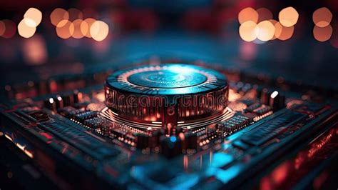 Futuristic Cpu With Intricate Circuitry Patterns And Glowing Lights Stock Illustration