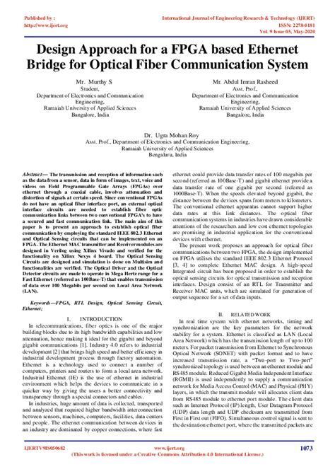 Pdf Ijert Design Approach For A Fpga Based Ethernet Bridge For