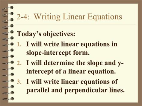 24 Writing Linear Equations Ppt